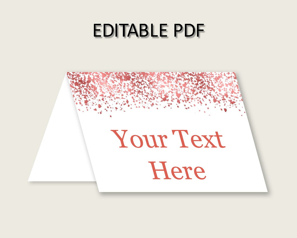 Confetti Food Tent Cards Printable Rose Gold White Table Tent - Etsy