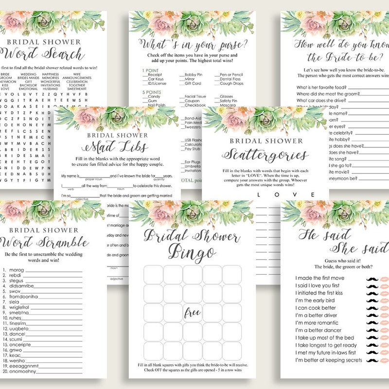 Bridal Shower Games - Etsy