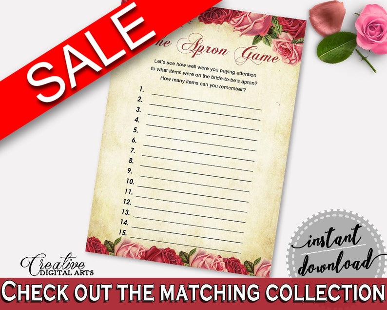 The Apron Game Bridal Shower the Apron Game Vintage Bridal - Etsy