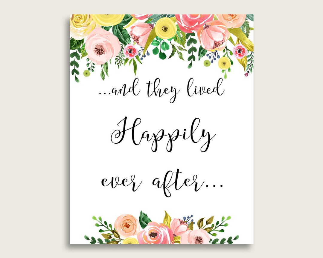 Spring Floral They Lived Happily Ever After, Green Pink Bridal Shower ...