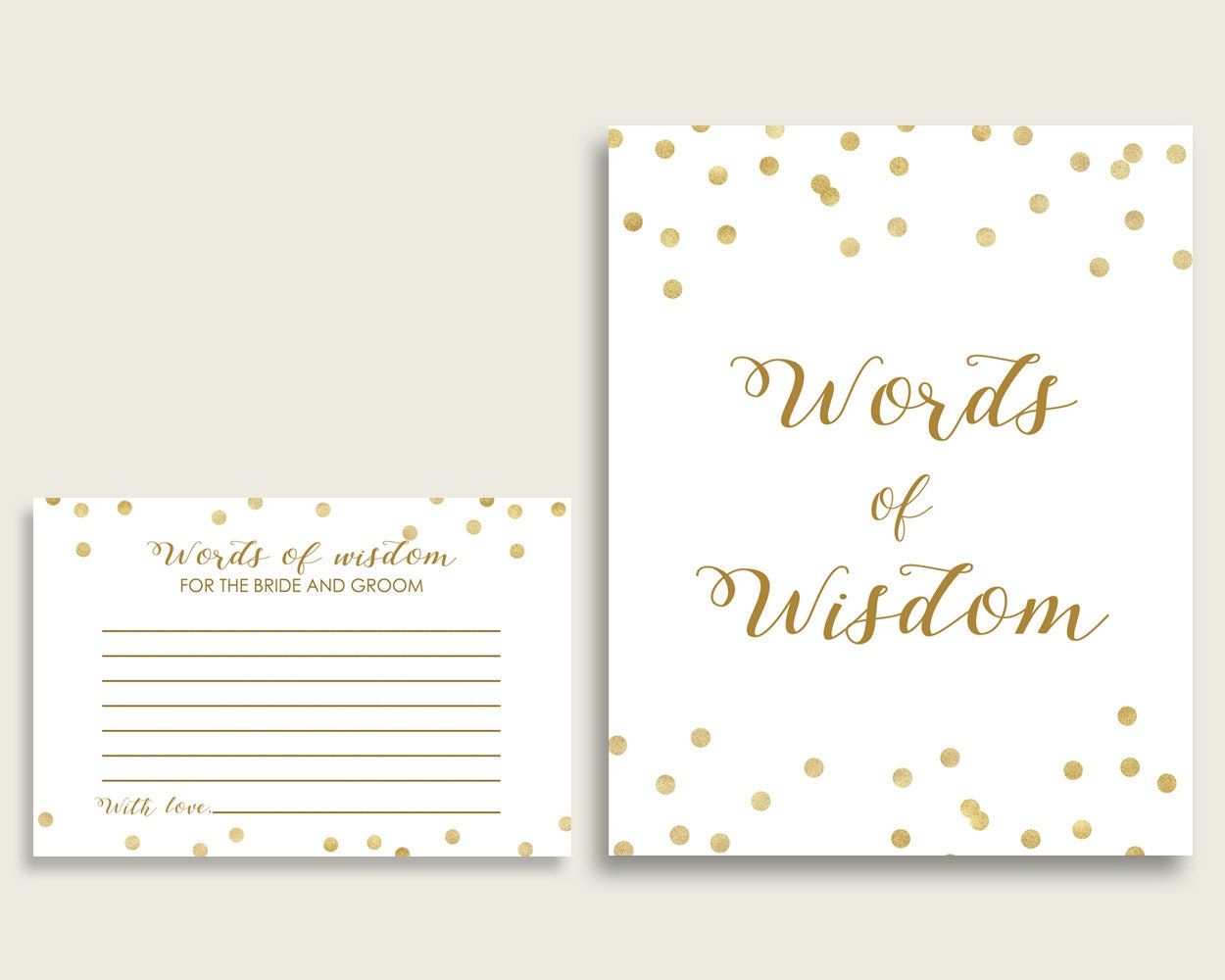 Gold White Words of Wisdom Cards & Sign Printable Gold - Etsy