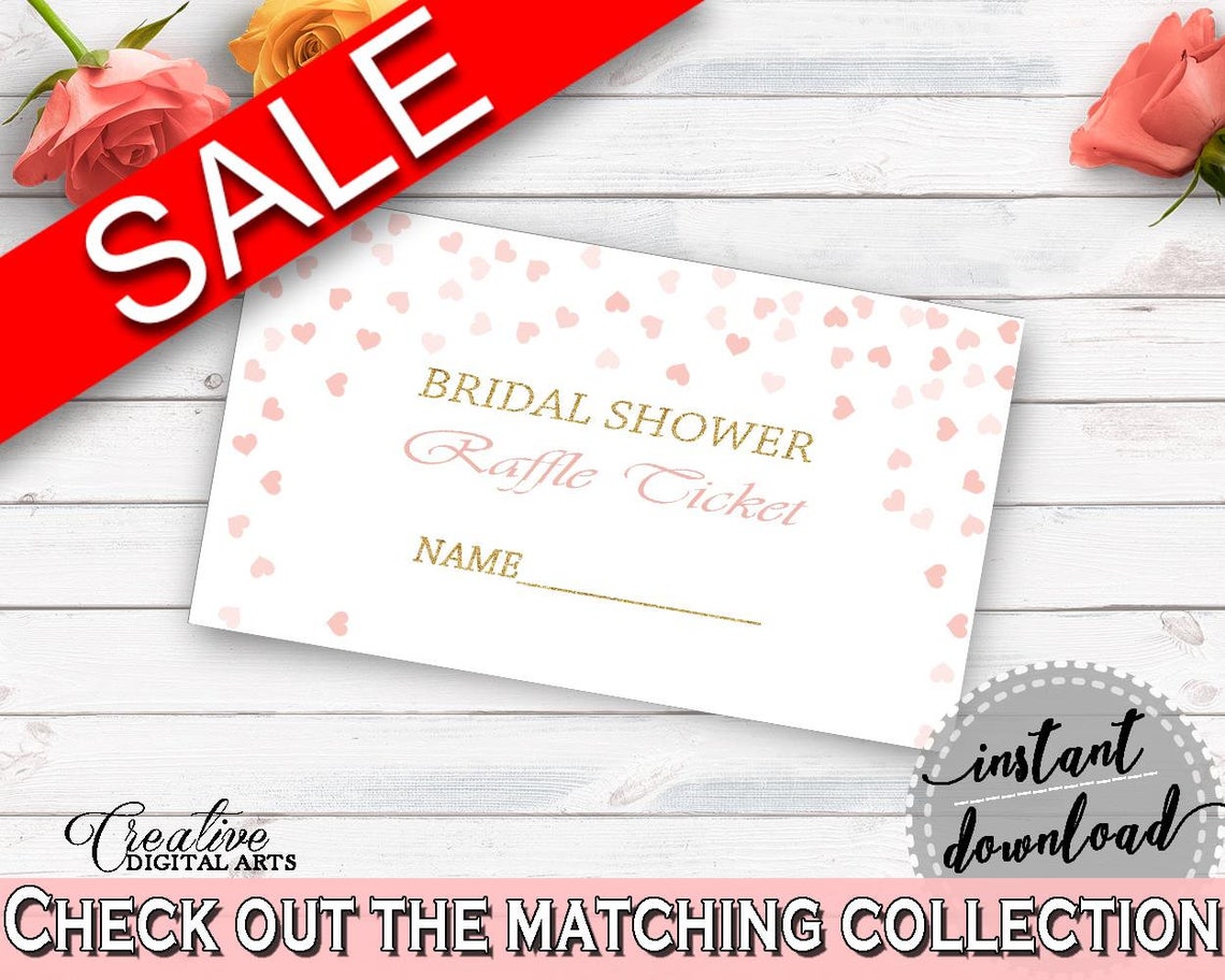 Raffle Ticket Bridal Shower Raffle Ticket Pink and Gold Bridal | Etsy