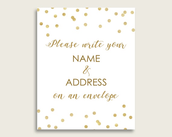 Gold Confetti Name & Address Sign Printable Envelope Sign | Etsy