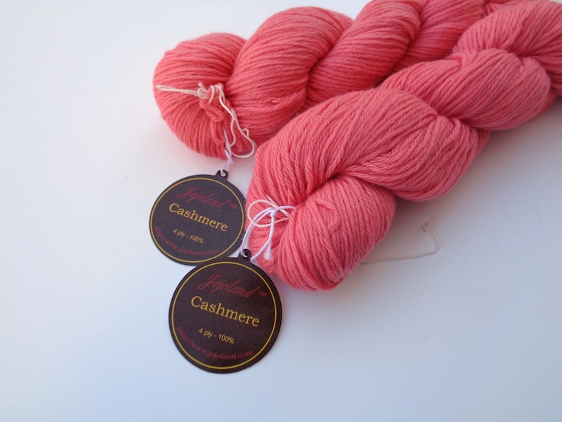 Coral Cashmere Yarn, Shell Pink, C1315, 4 Ply Sport Weight, Knitting ...