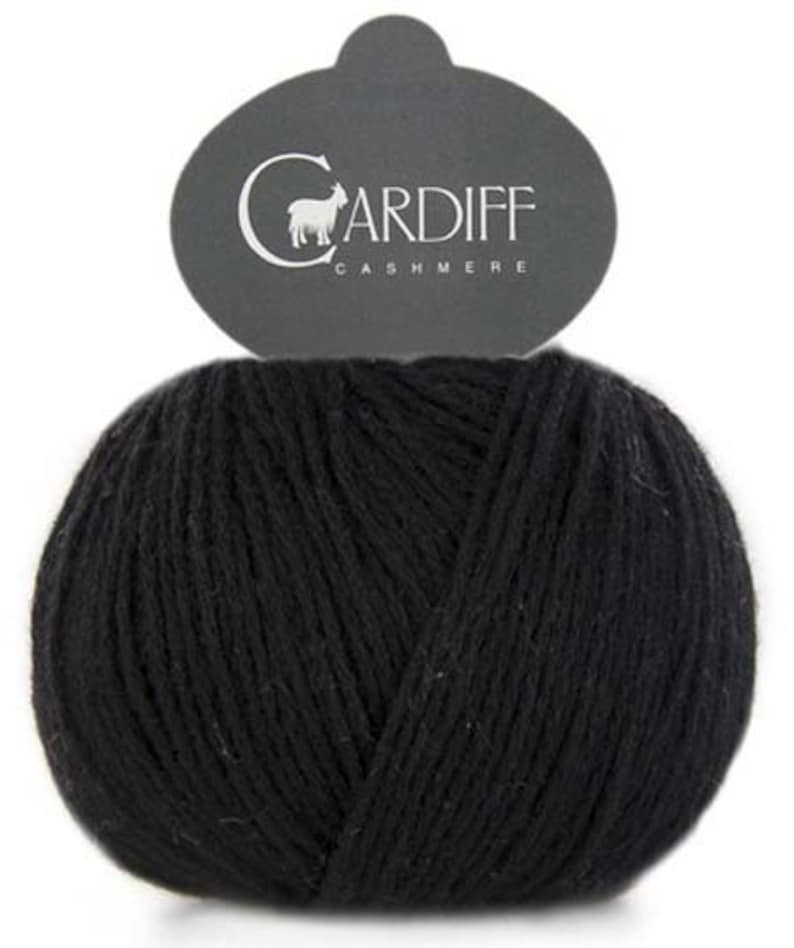 Cardiff Cashmere Classic Yarn, 516 Nero Black, DK Double Knit Weight ...