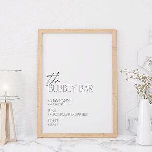 Printable Minimalist Bubbly Bar Sign - Etsy