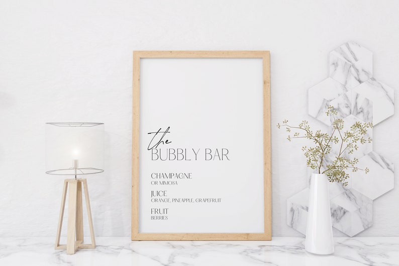Printable Minimalist Bubbly Bar Sign - Etsy