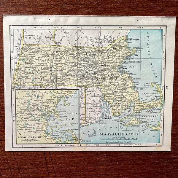 New England Map Antique - Etsy