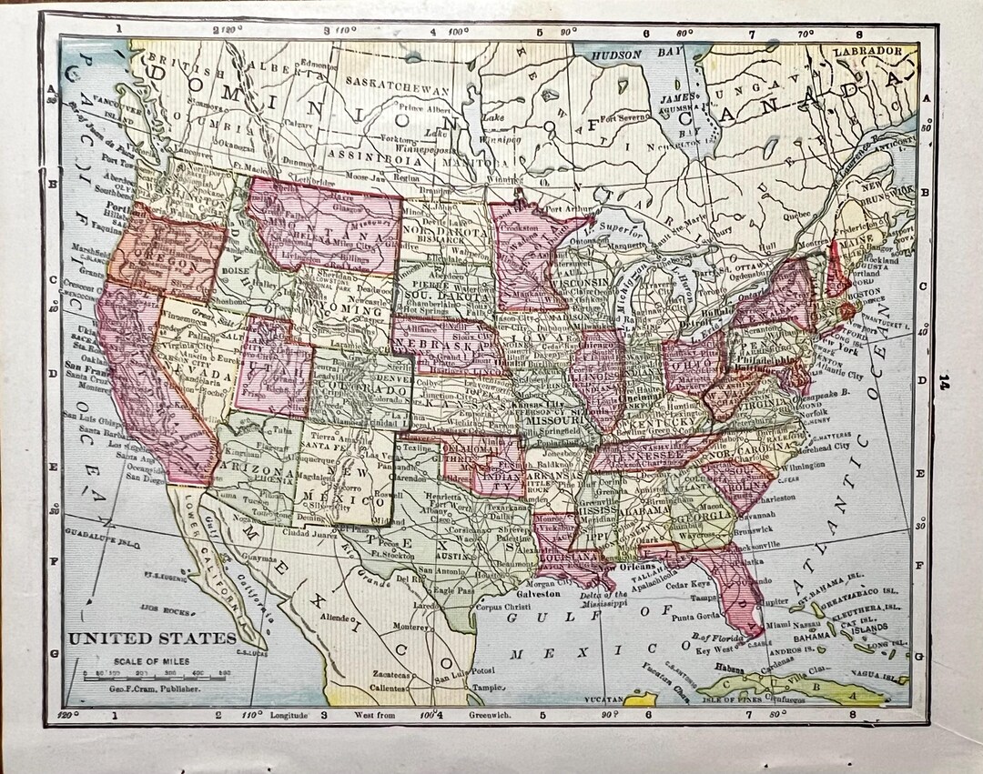 1905 United States Map: Antique North America Wall Art - Etsy