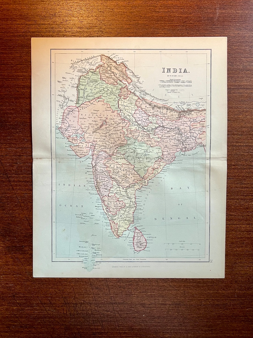 1875 Map of India, Antique Asian Maps, 1800’s Atlas Map, Geographical ...