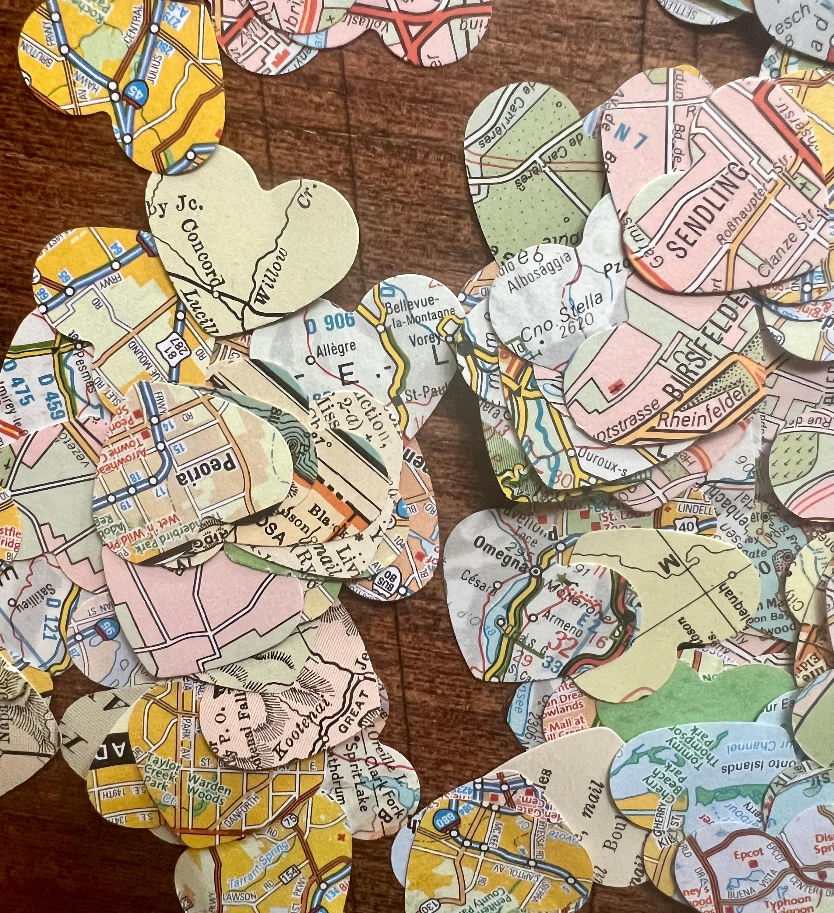 Vintage Map Heart Confetti: 500+ Travel Theme Party Decorations - Etsy