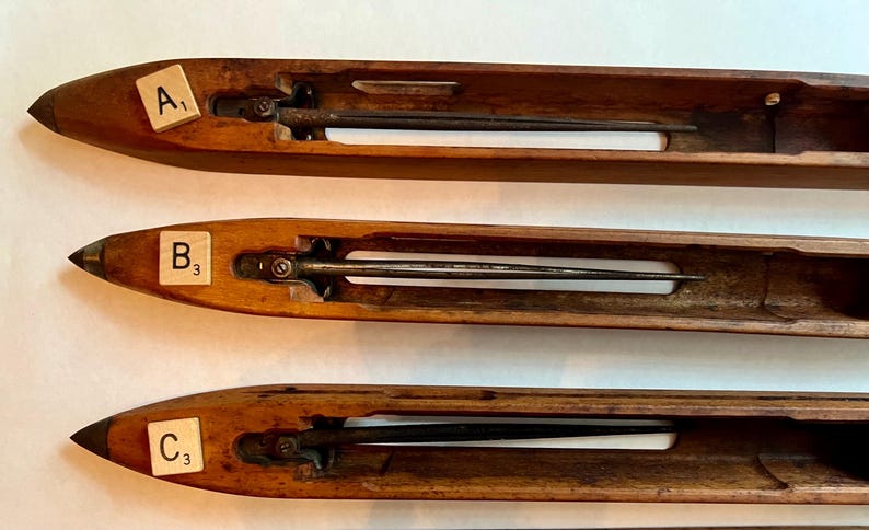 Vintage Wooden Weaving Shuttle: Antique Textile Mill Bobbin, Metal ...