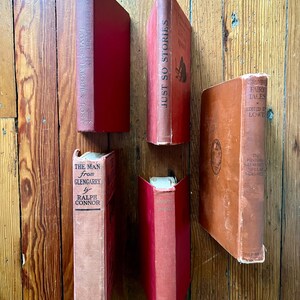 Faded Red Book Stack, Shabby Shakespeare, Grimm’s Fairy Tales ...