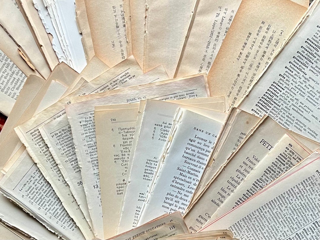 Vintage Foreign Languages Book Pages, Multi Language Ephemera Paper ...