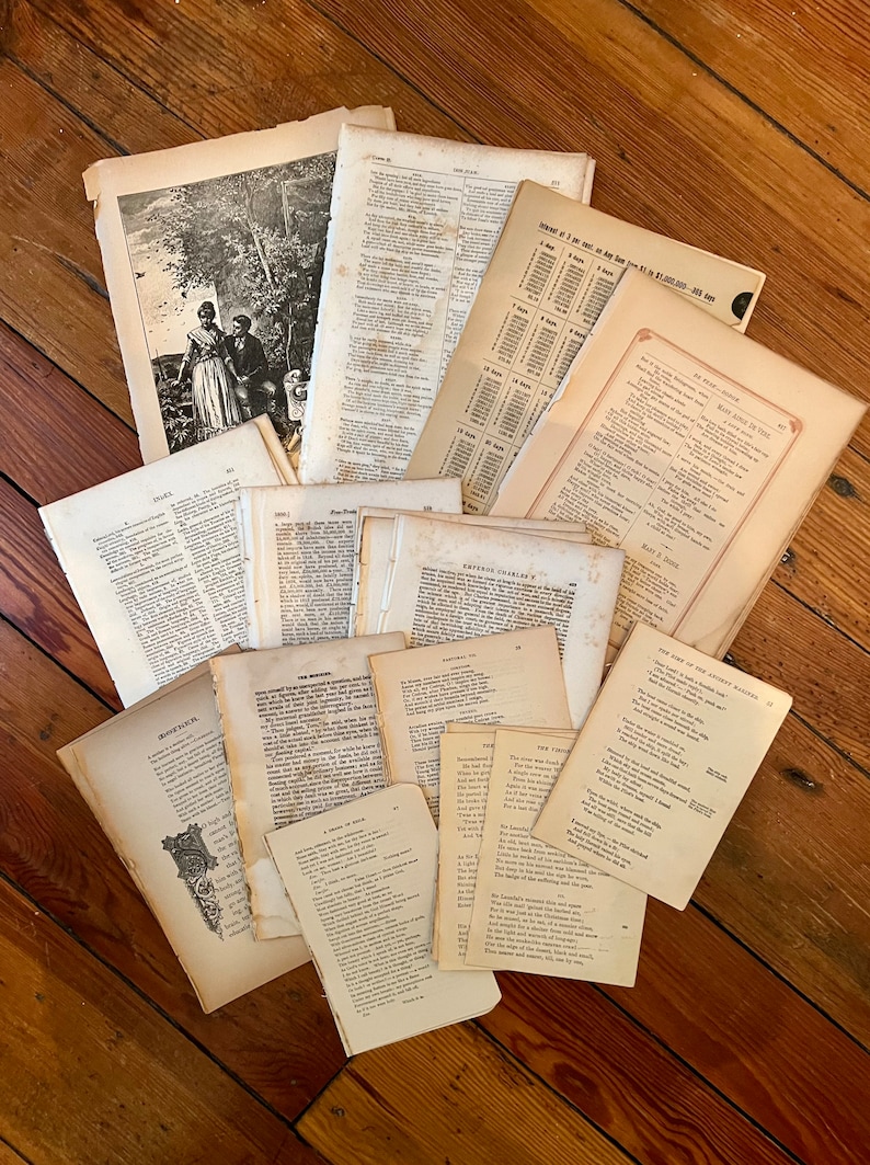 Antique Book Pages 1800s Paper Vintage Ephemera Paper - Etsy