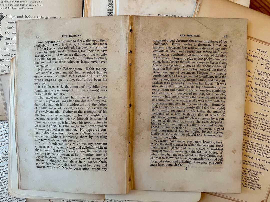 Antique Book Pages, 1800’s Paper, Vintage Ephemera Paper Bundle, Junk ...