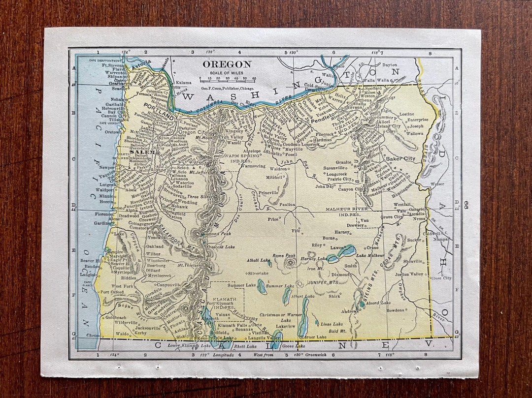 1905 Oregon & Washington Map: Antique West Coast Atlas - Etsy