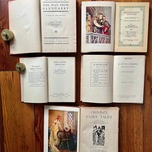 Faded Red Book Stack, Shabby Shakespeare, Grimm’s Fairy Tales ...
