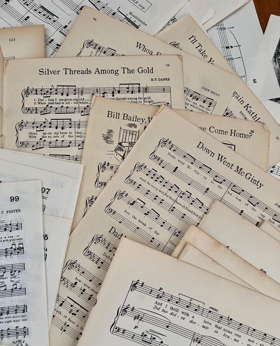 Vintage Sheet Music, Antique Music Pages, 1800’s/1900’s Popular Songs ...