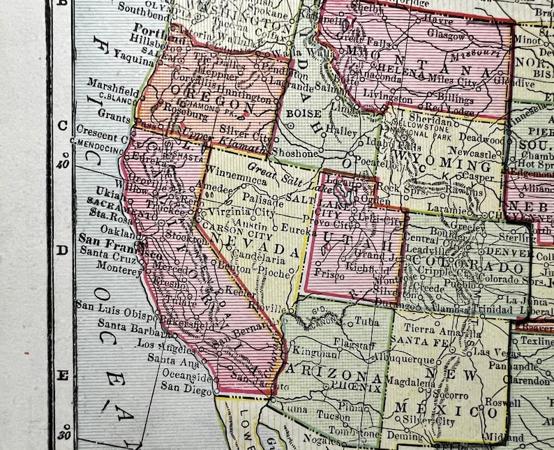 1905 United States Map: Antique North America Wall Art - Etsy