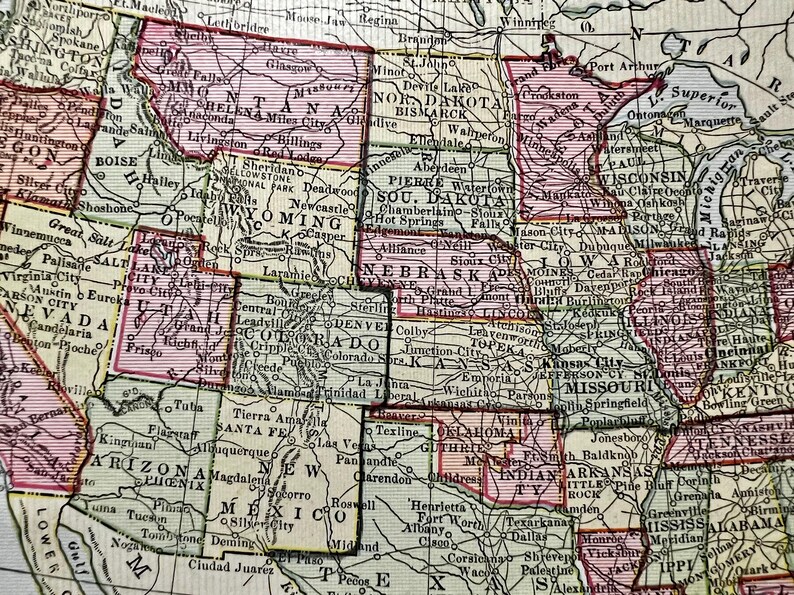 1905 United States Map: Antique North America Wall Art - Etsy