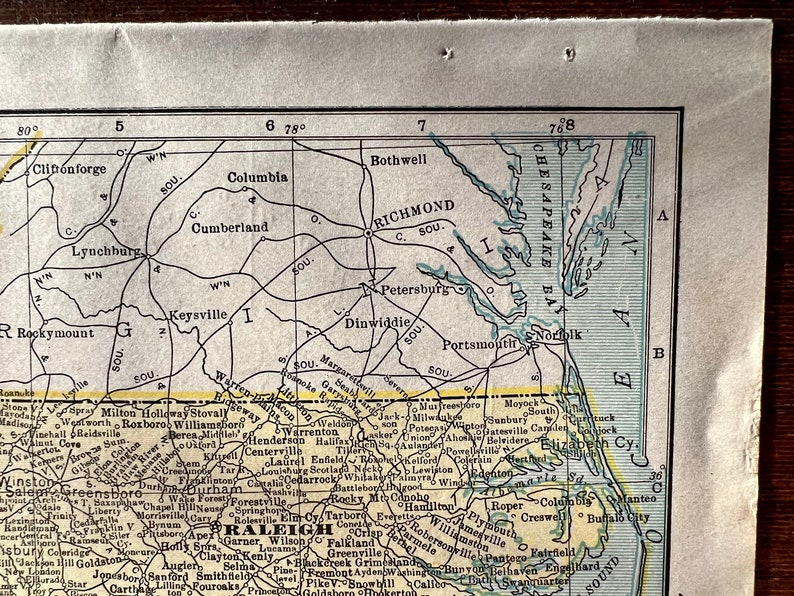 1905 Map of North Carolina Map of South Carolina Crams - Etsy