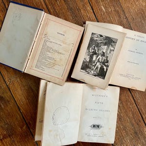 Vintage Decorative Book Stack, Victorian Books, Mcguffey Reader ...