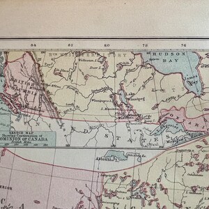 1875 Map of Canada, Antique Maps, 1800’s Atlas Map, Geographical ...