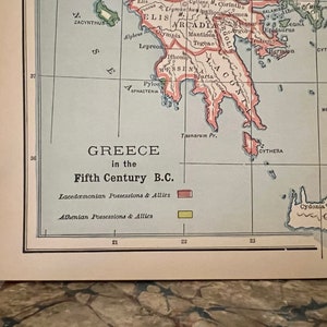 1894 Map of Greece in the Fifth Century B.C., Antique Maps, Ancient ...