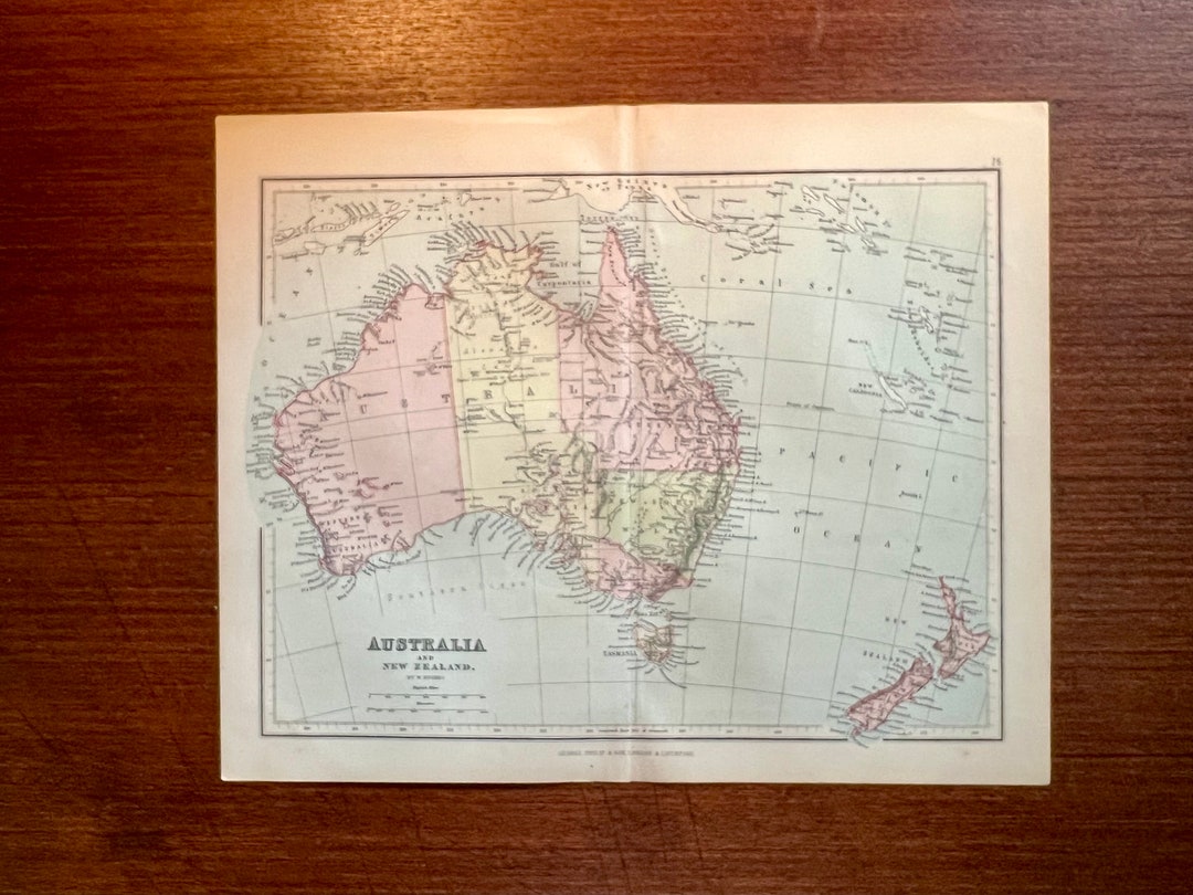 1875 Map of Australia and New Zealand, Antique Maps, 1800’s Atlas Map ...