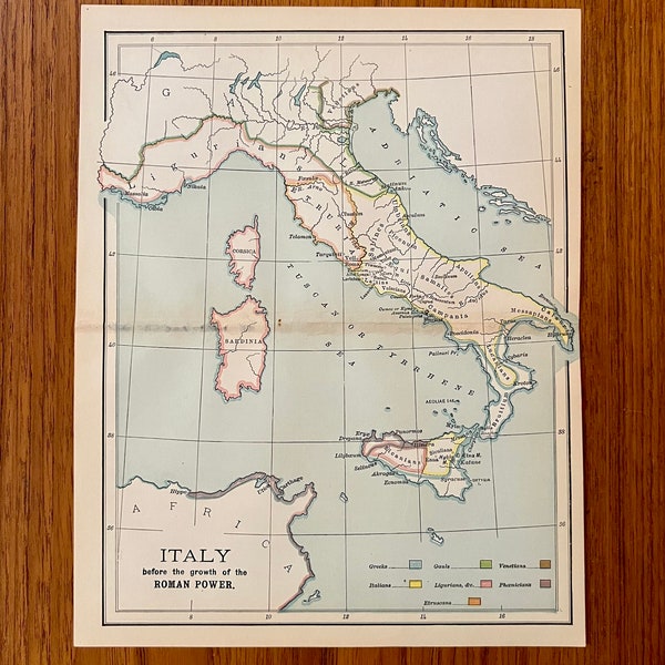 Antique Map of Italy - Etsy