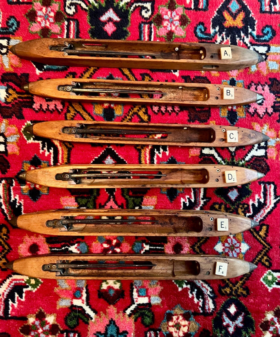 Vintage Wooden Weaving Shuttle: Antique Textile Mill Bobbin, Metal ...