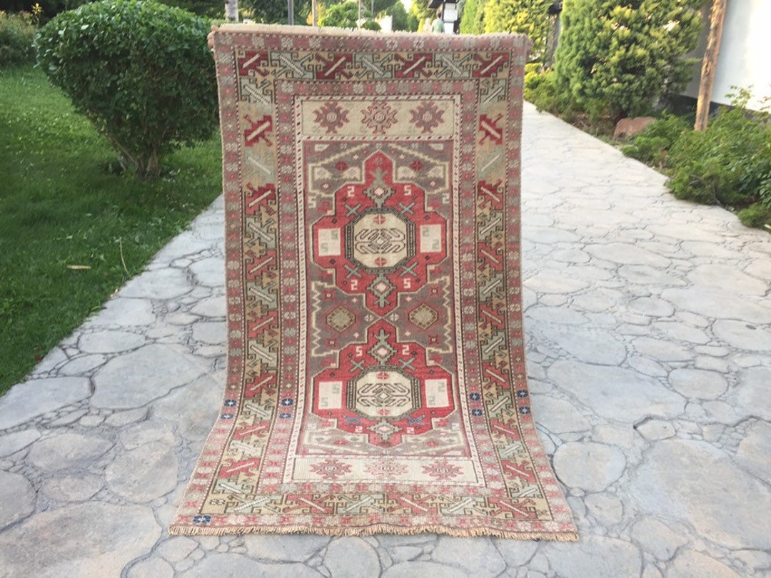 Carpet Rug, Vintag Rug, Muted Red, Faded Rug, Pastel Carpet, Carpet ...