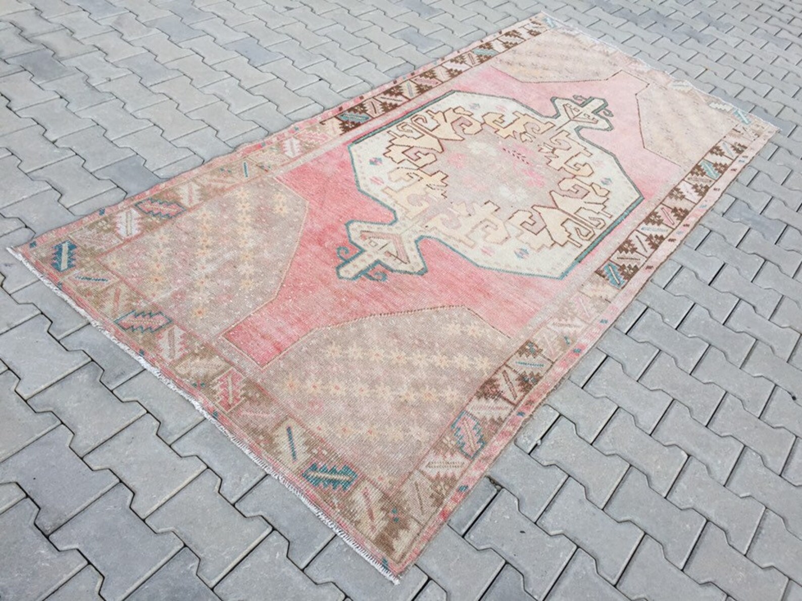 Pink Turkish Rug Vintage Area Rug Muted Pink Rug Oushak - Etsy