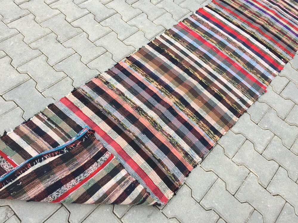 Cotton Long Rag Rug Runner Vintage Rag Rug Rag Rug Runner | Etsy