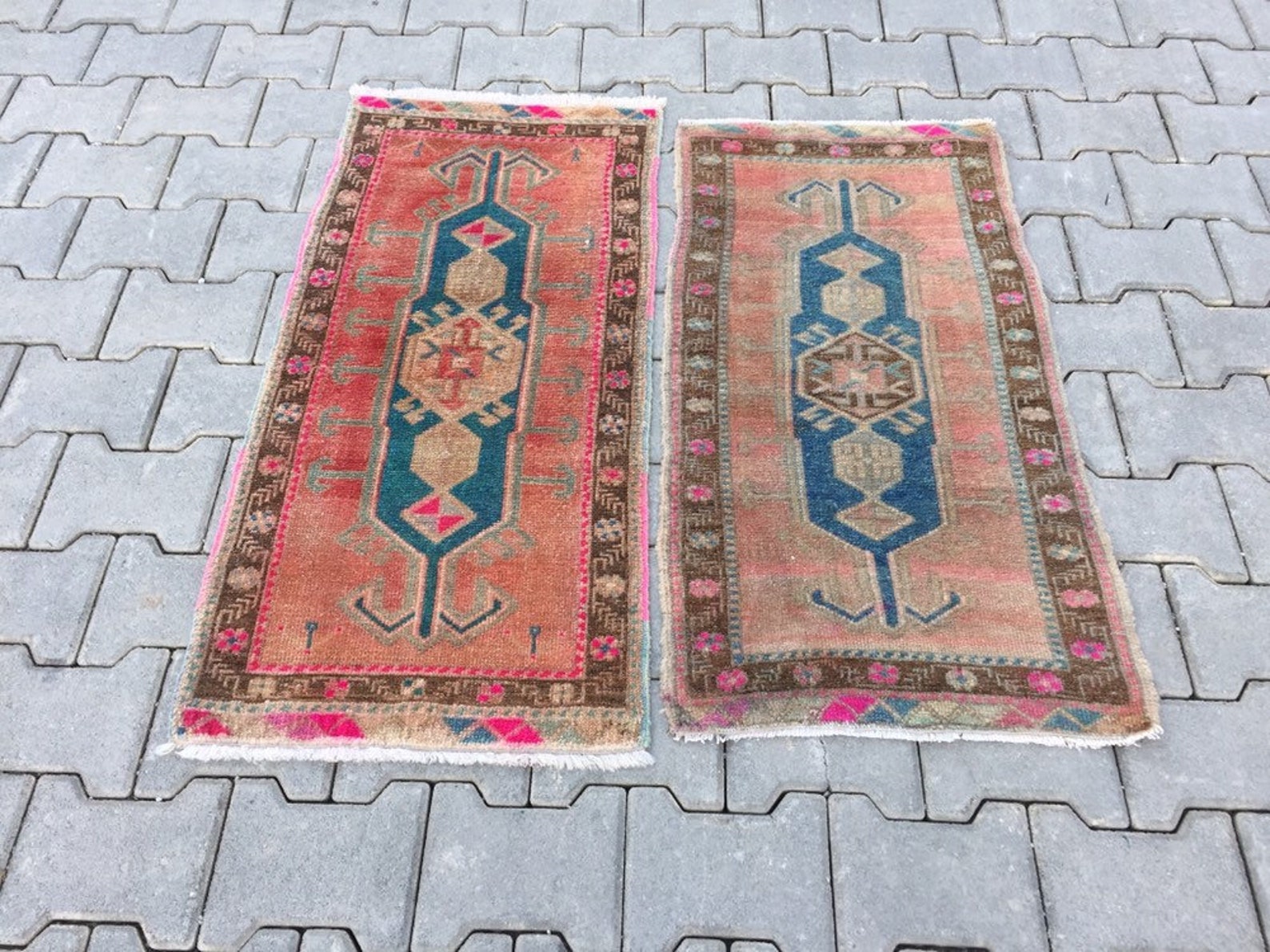 Pair Small Rugs Muted Pair Rugs Set of Two Rugs Small | Etsy