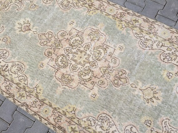 Muted Green Color Carpet Rug Vintage Handmade Rug Anatolian | Etsy