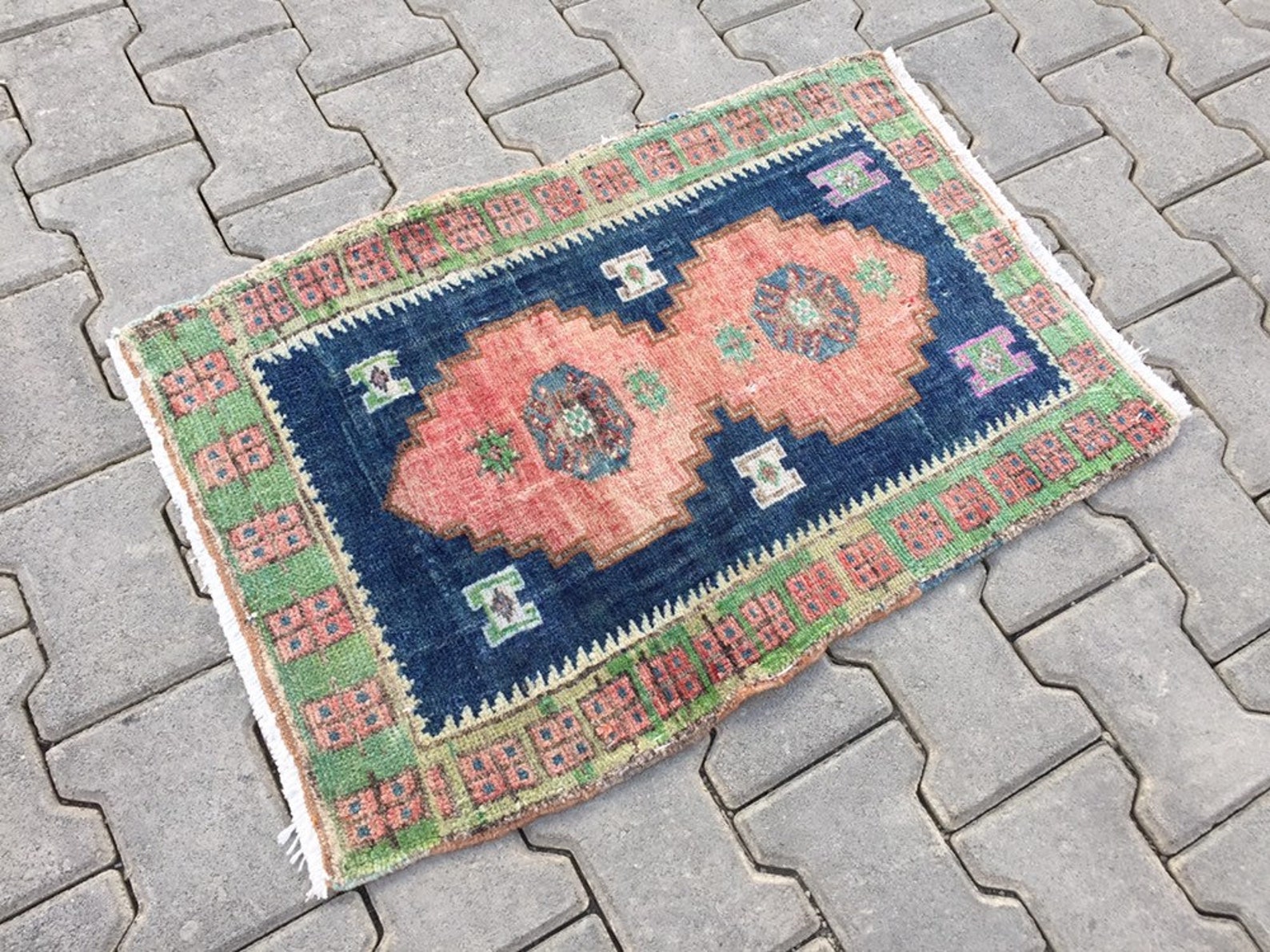 Traditional Design Carpet Tug Blue Rug Handwoven Rug Vintage | Etsy