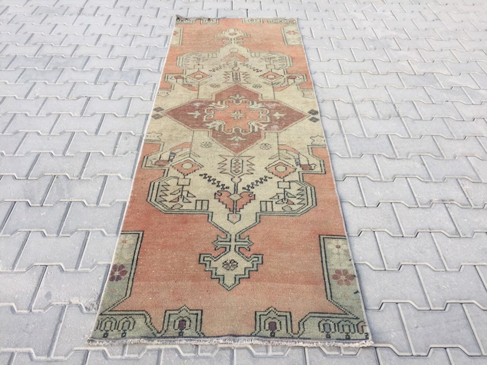 Carpet Rug Vintag Rug Muted Red Faded rug Pastel Carpet | Etsy