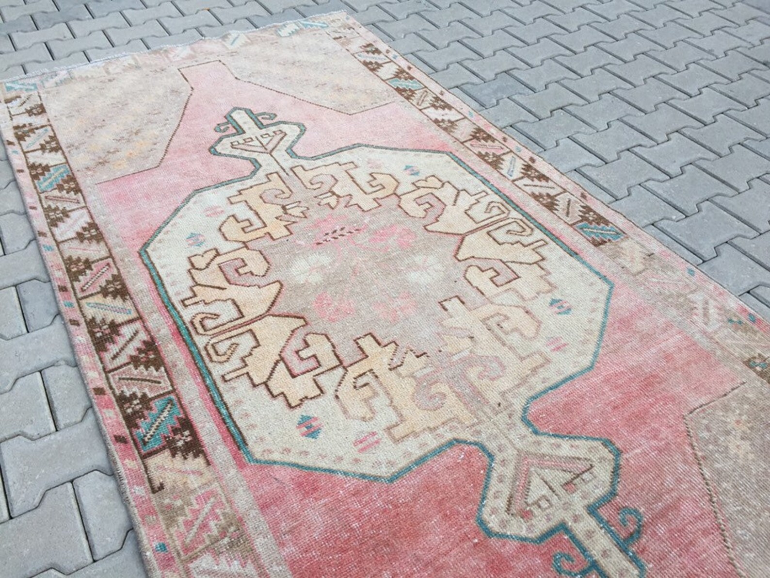 Pink Turkish Rug Vintage Area Rug Muted Pink Rug Oushak - Etsy