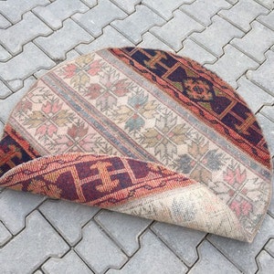Handwoven Vintage Turkish Round Rug, Bohemian Patchwork Wool Rug (3.1 X ...