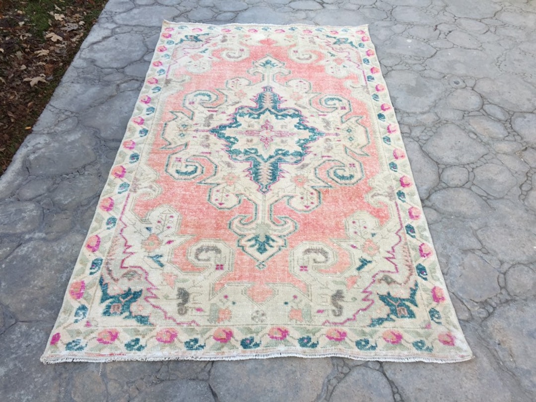 Handmade, Wool Rug, Blue Rug, Muted Pink Rug, Carpet Rug, Bohemian Rug ...