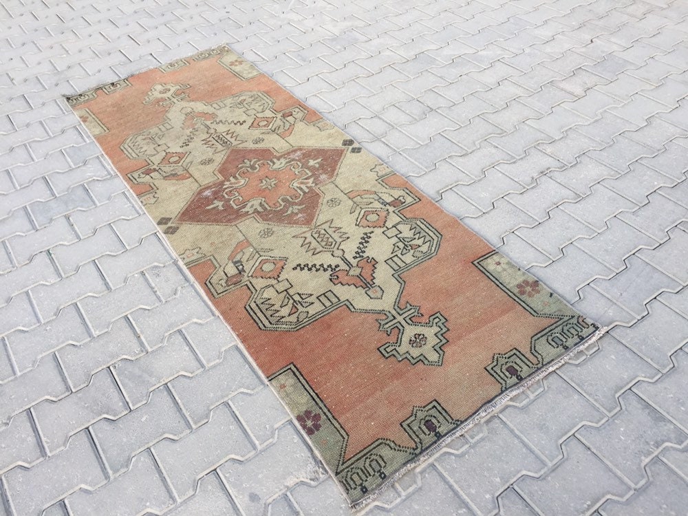 Carpet Rug Vintag Rug Muted Red Faded rug Pastel Carpet | Etsy