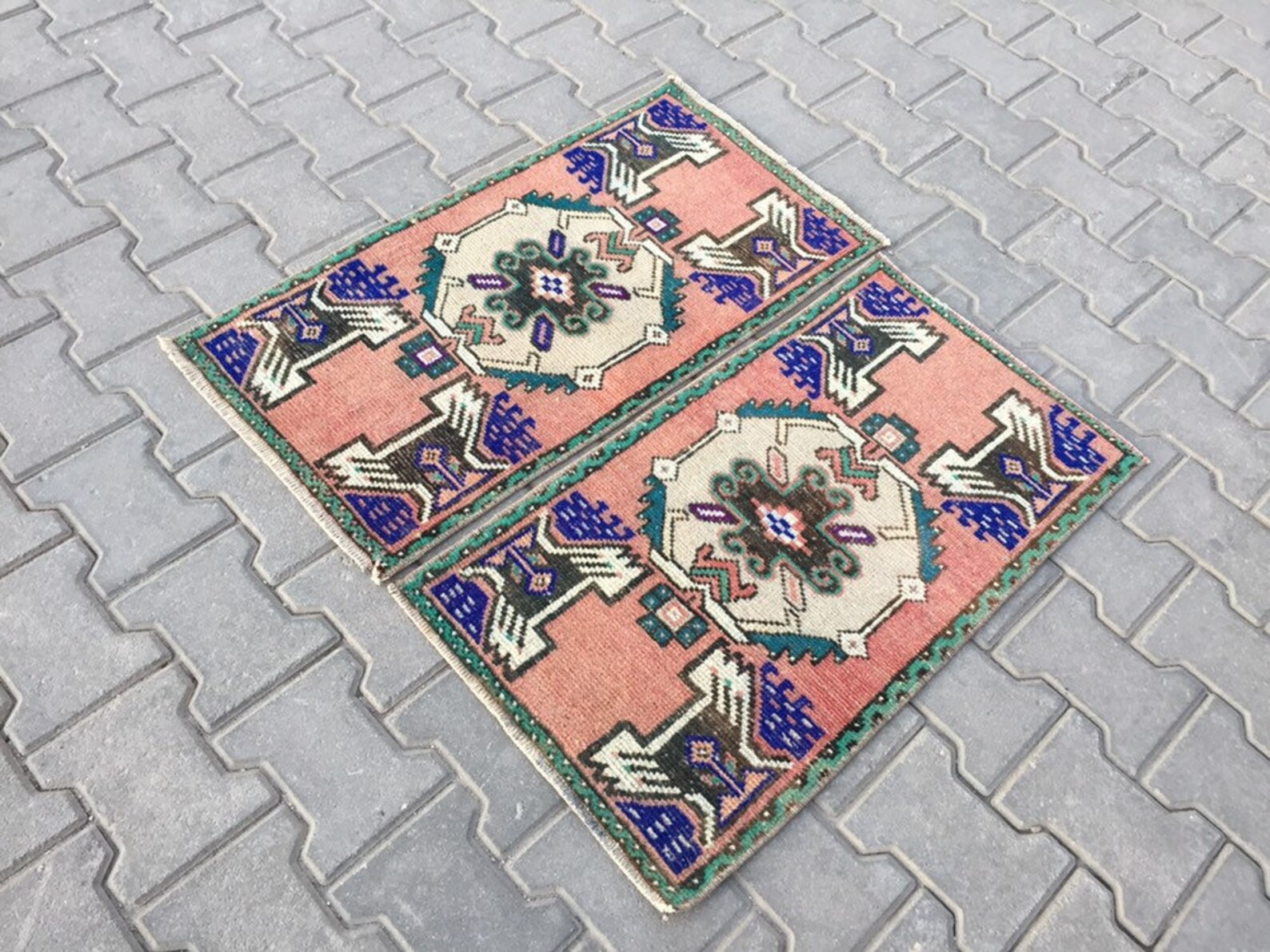 Pair Rugs Bathroom Rugs Bath Rugs Wool Vintage Rugs Carpet | Etsy