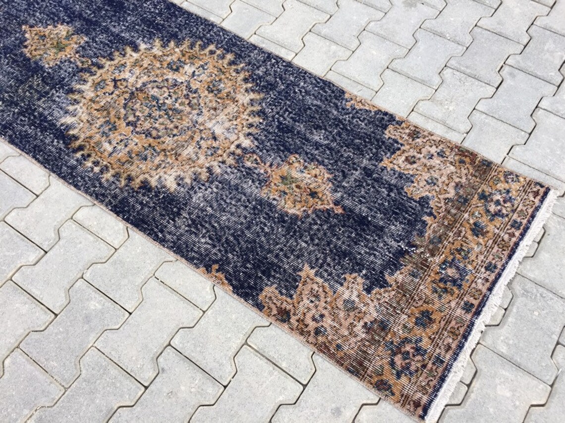 Area Rug Navy Blue rug Boho Runner Rug Kitchen Rug Runner | Etsy
