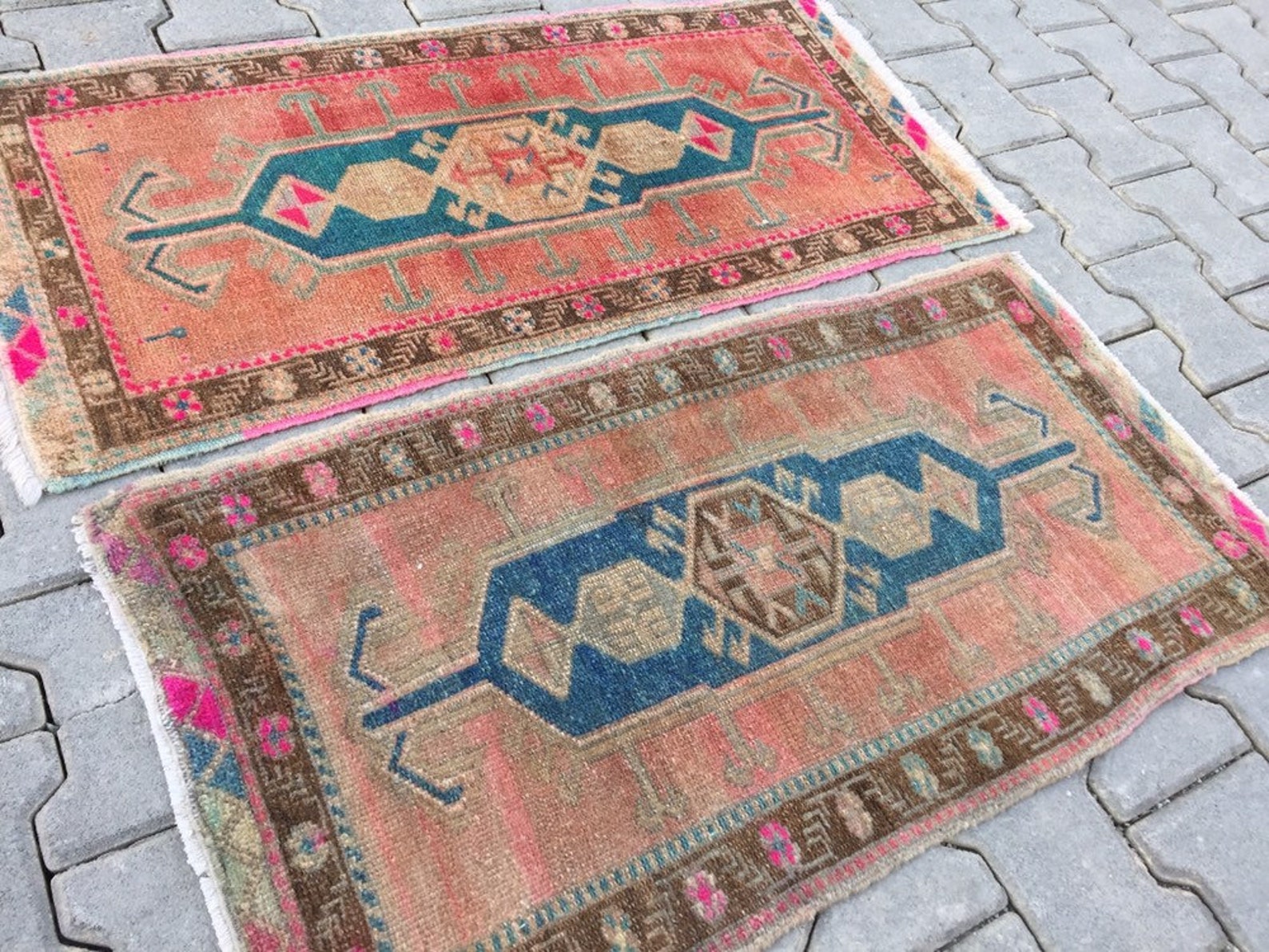 Pair Small Rugs Muted Pair Rugs Set of Two Rugs Small | Etsy