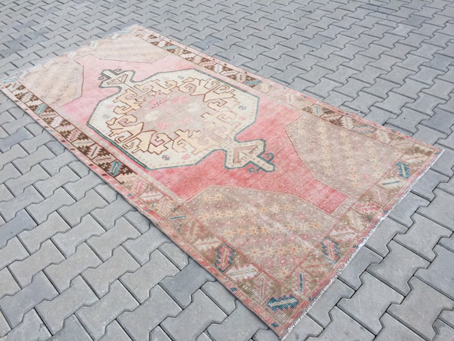 Pink Turkish Rug Vintage Area Rug Muted Pink Rug Oushak - Etsy