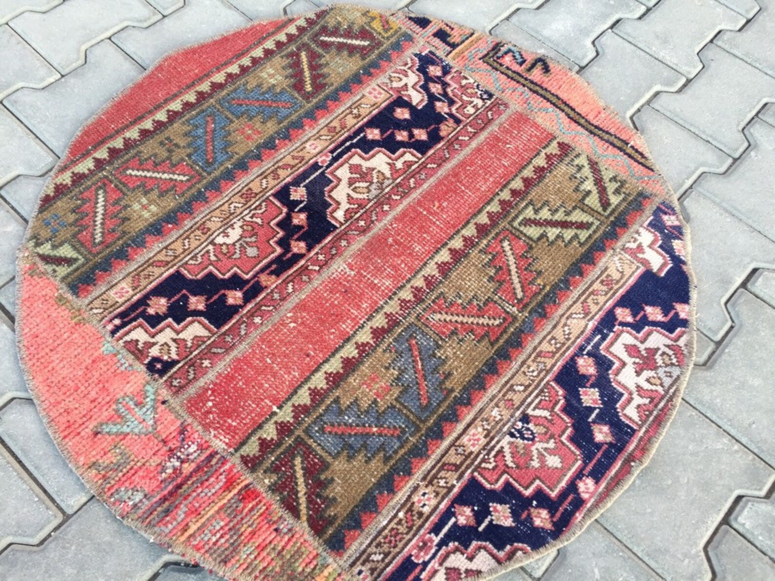 FREE Shipping Round Rug Circle Rug Patchwork Rug Bath | Etsy