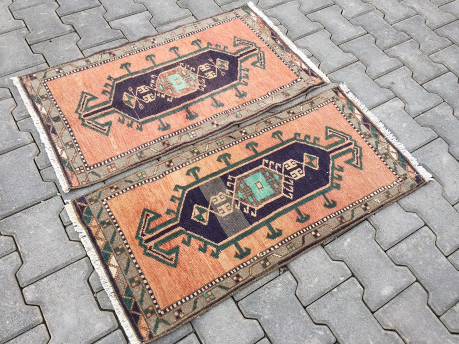 Pair Rugs Set of Two Small Rugs Twin Rugs Beautiful Pattern | Etsy