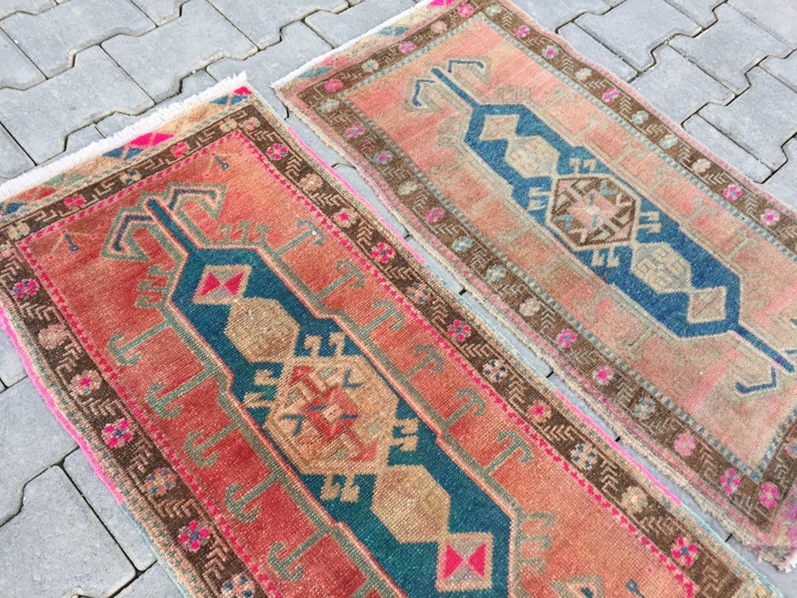 Pair Small Rugs Muted Pair Rugs Set of Two Rugs Small - Etsy